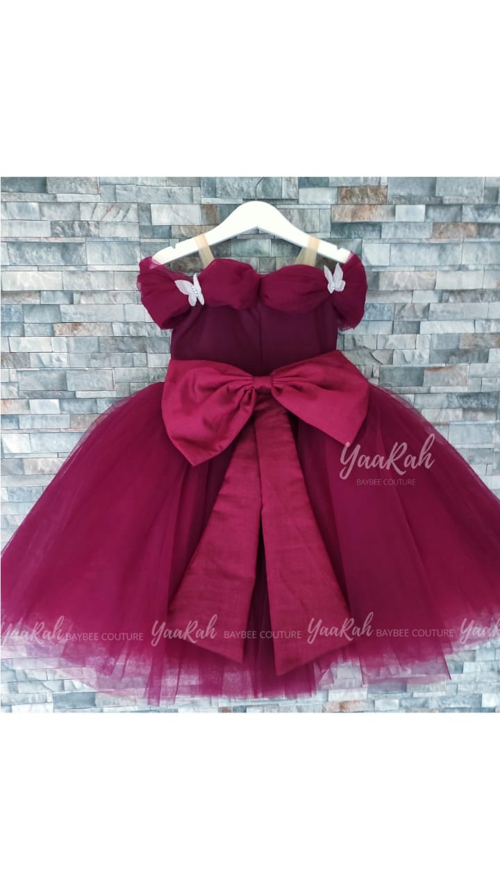 PARTY WEAR / BIRTHDAY FROCKS – WINE COLOR – yaarah.in